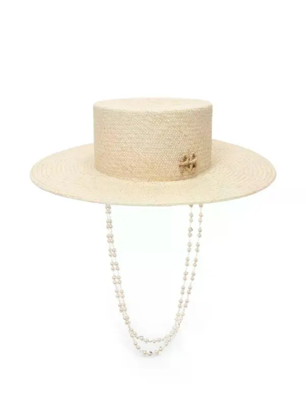 Ruslan Baginskiy Double Chain-strap Canotier Hat - Neutrals