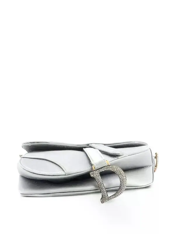 Dior Saddle Handbag Satin With Crystals Mini Shoulder Bag - Blue