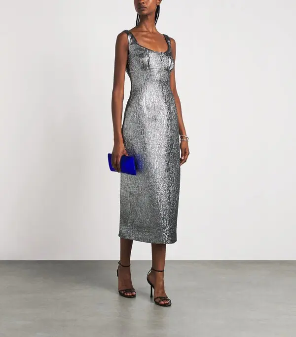 Roland Mouret Metallic Jacquard Midi Dress