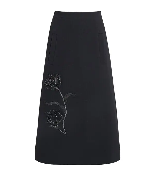 Huishan Zhang Wool Evelina Midi Skirt