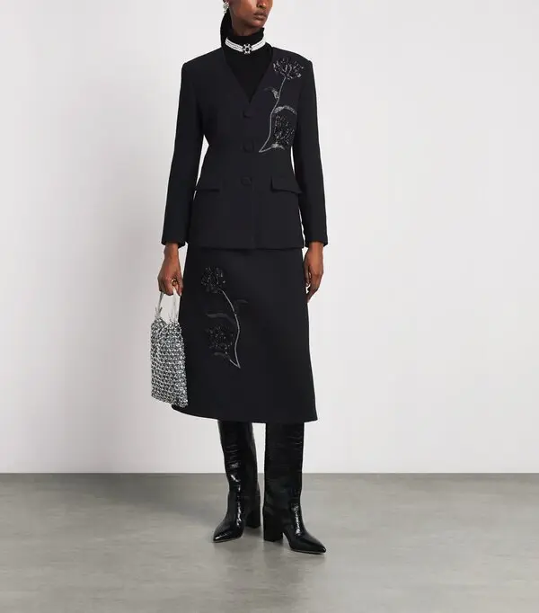 Huishan Zhang Wool Evelina Midi Skirt