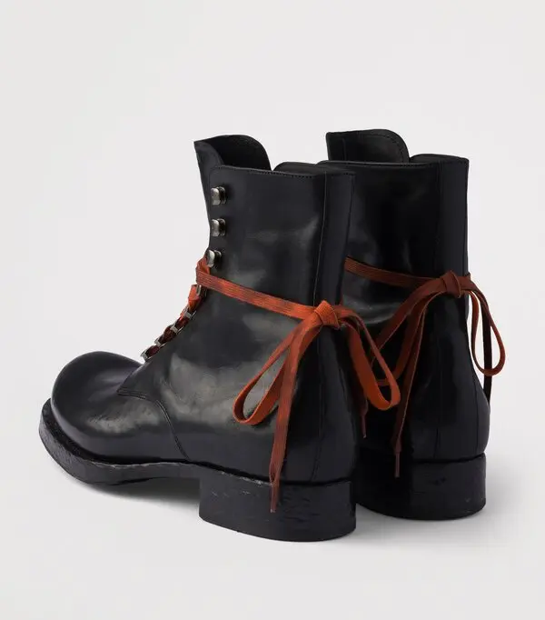 Prada Leather Lace-up Ankle Boots