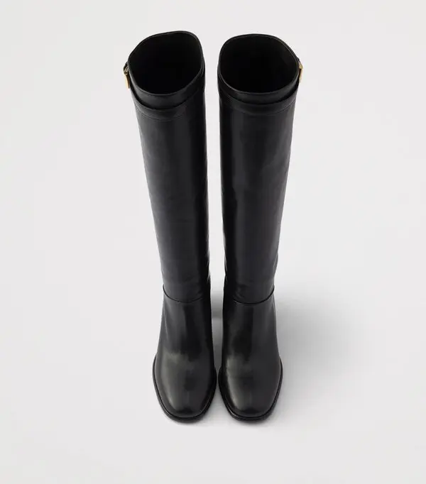 Prada Leather Heeled Knee-high Boots