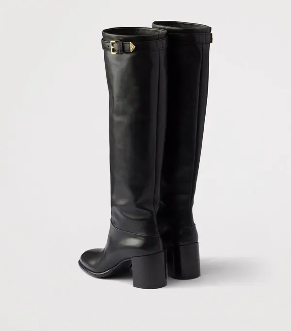 Prada Leather Heeled Knee-high Boots