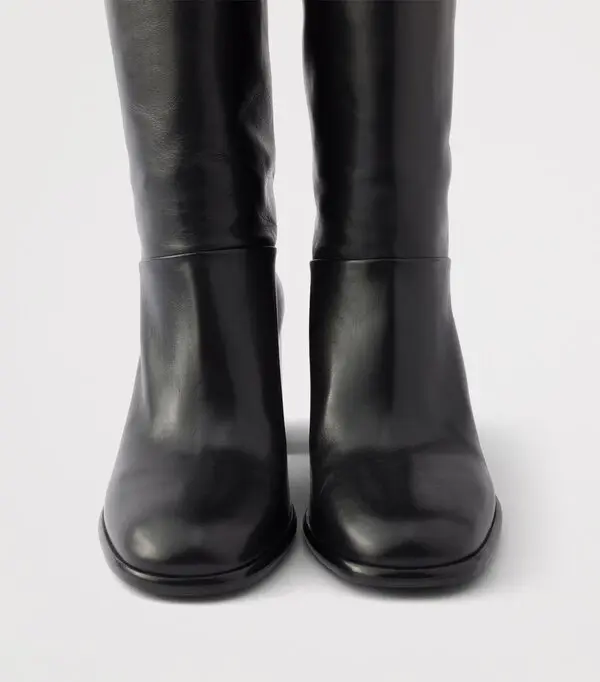 Prada Leather Heeled Knee-high Boots
