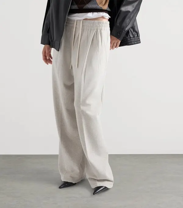 Prada Cotton Wide-leg Sweatpants - Grey