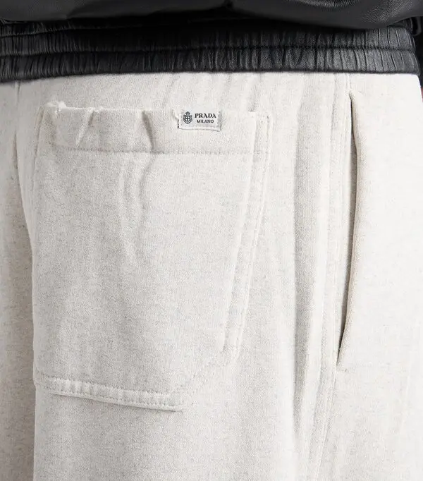 Prada Cotton Wide-leg Sweatpants - Grey