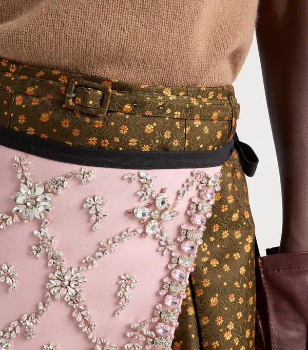 Prada Floral Jacquard Pleated Midi Skirt