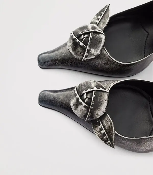 Prada Leather Bow-detail Slingback Pumps 90