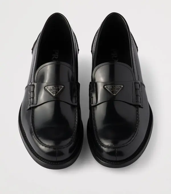Prada Brushed Leather Loafers