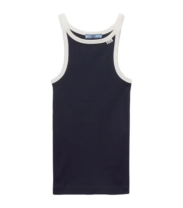 Prada Ribbed Contrast-binding Tank Top