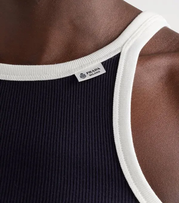 Prada Ribbed Contrast-binding Tank Top