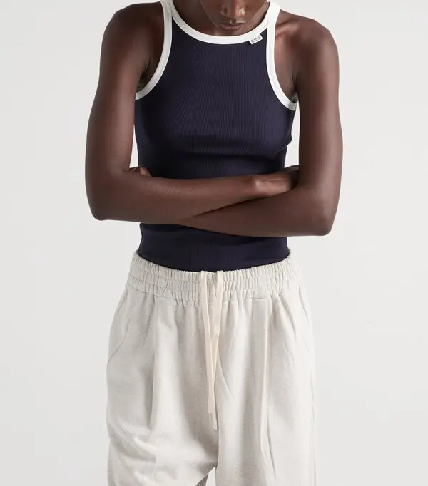 Prada Ribbed Contrast-binding Tank Top