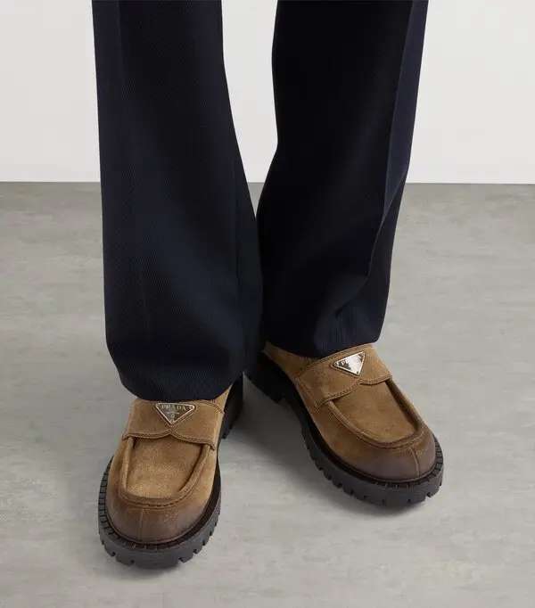 Prada Suede Aged Chunky Loafers