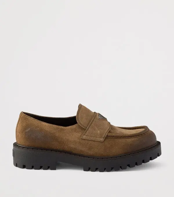 Prada Suede Aged Chunky Loafers