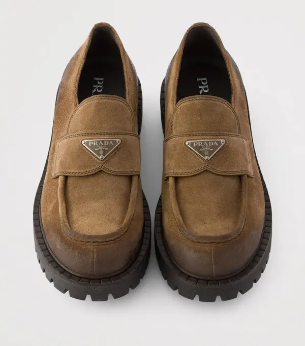 Prada Suede Aged Chunky Loafers