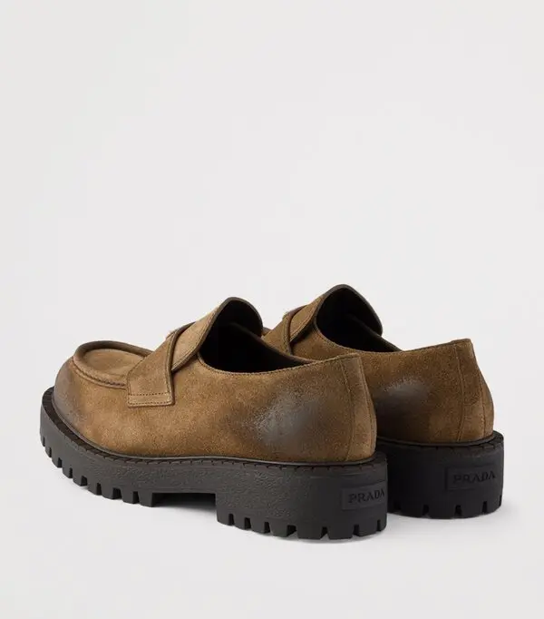 Prada Suede Aged Chunky Loafers
