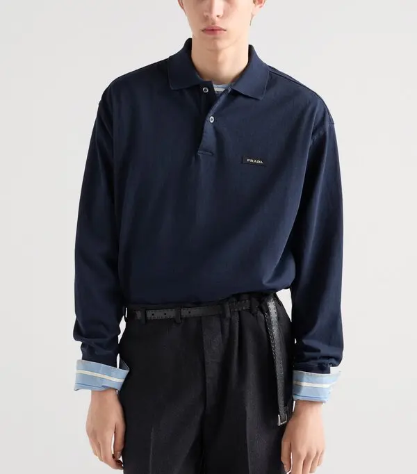 Prada Cotton Long-sleeve Polo Shirt