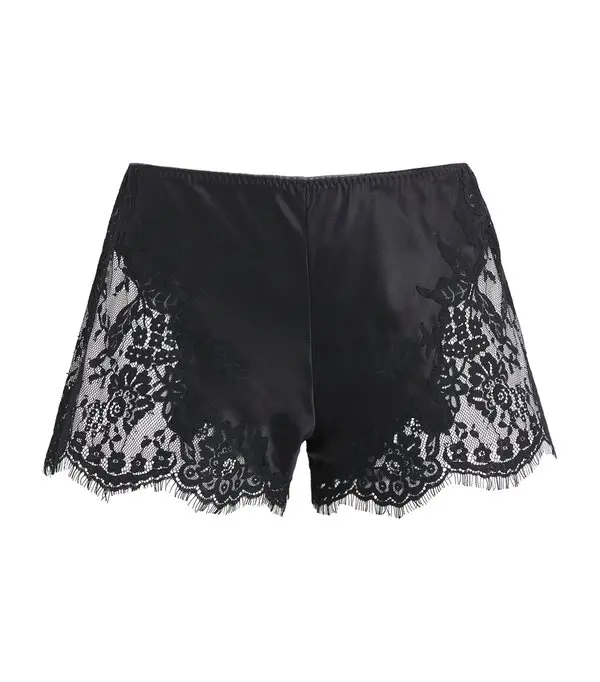 MARJOLAINE Silk Floral Tess Shorts - Black