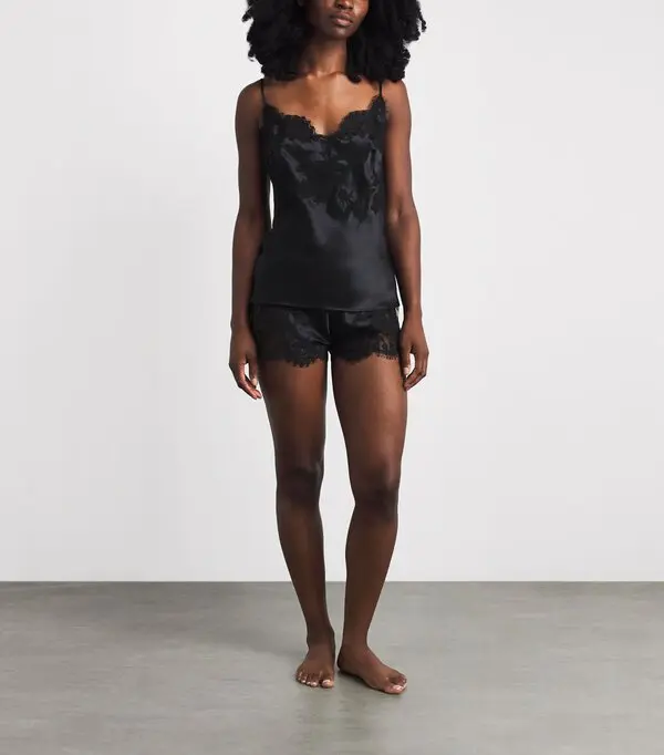 MARJOLAINE Silk Floral Tess Shorts - Black