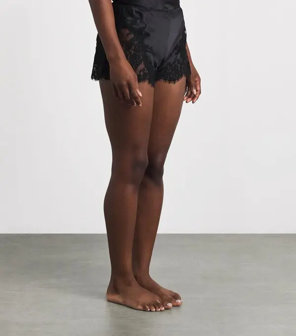 MARJOLAINE Silk Floral Tess Shorts - Black