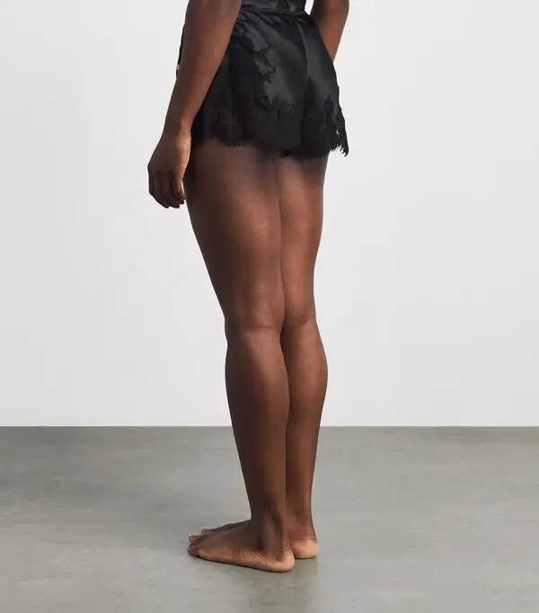 MARJOLAINE Silk Floral Tess Shorts - Black