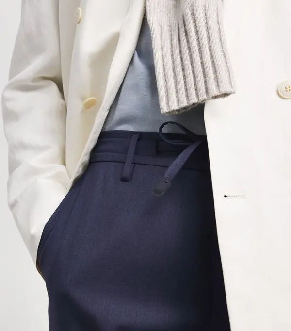 Canali Stretch-wool Drawstring Straight Trousers
