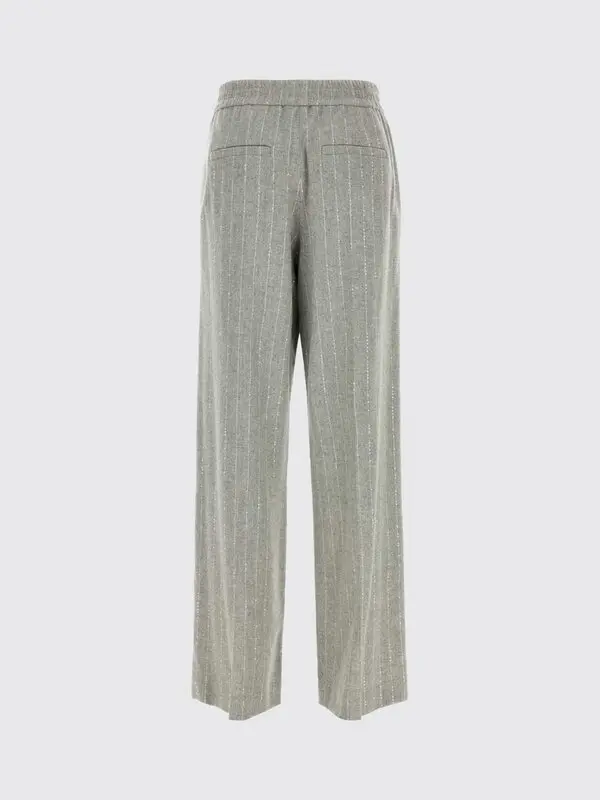 Brunello Cucinelli Pinstripe Wide-leg Wool Blend Pants With Sequins