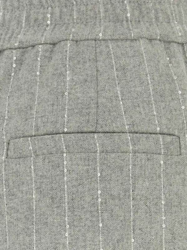 Brunello Cucinelli Pinstripe Wide-leg Wool Blend Pants With Sequins
