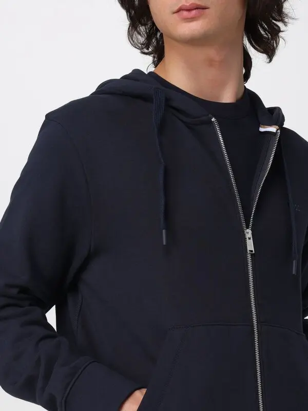 BOSS Cotton Zip-up Hoodie Sweatshirt With Drawstring - Blue