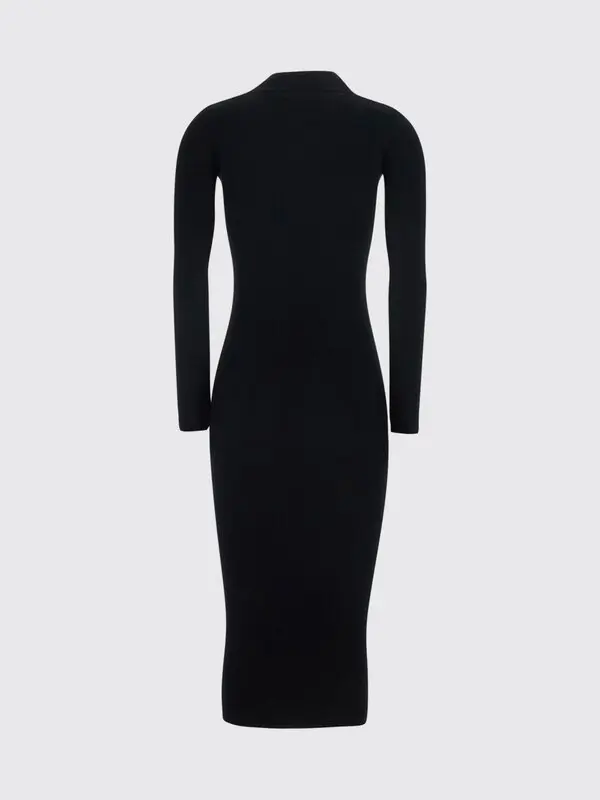 Elisabetta Franchi Ribbed V-neck Midi Sheath Dress - Black