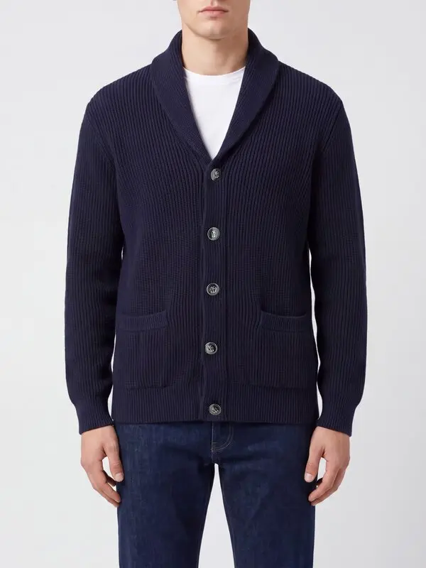 Brunello Cucinelli Shawl Collar Cotton Cardigan - Blue
