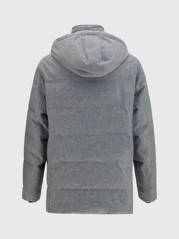 Brunello Cucinelli Padded Wool Parka With Detachable Hood - Grey