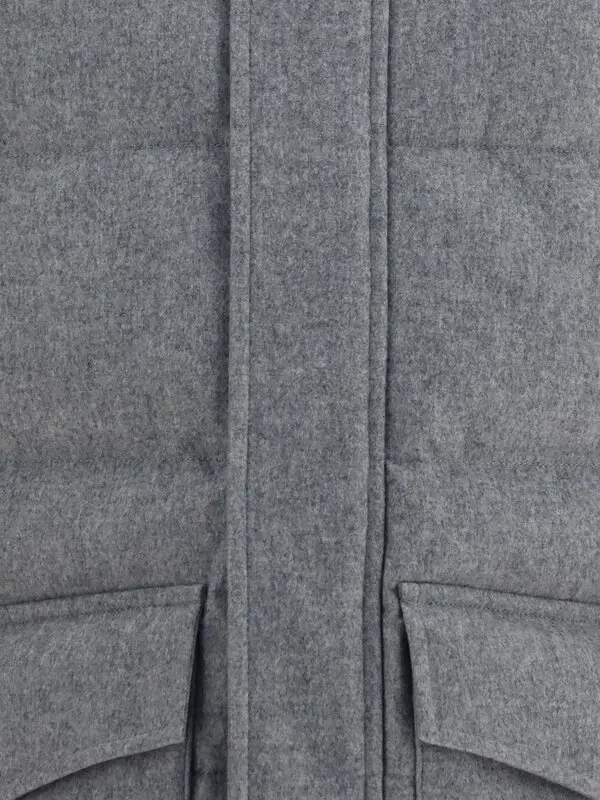 Brunello Cucinelli Padded Wool Parka With Detachable Hood - Grey
