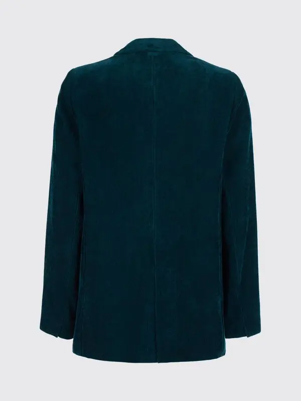 FORTE_FORTE Single-breasted Corduroy Velvet Blazer With Peak Lapels - Green