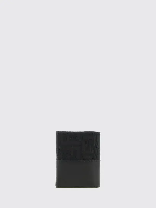 Fendi Ff Jacquard Fabric Bifold Card Holder With Snap Closure - Black