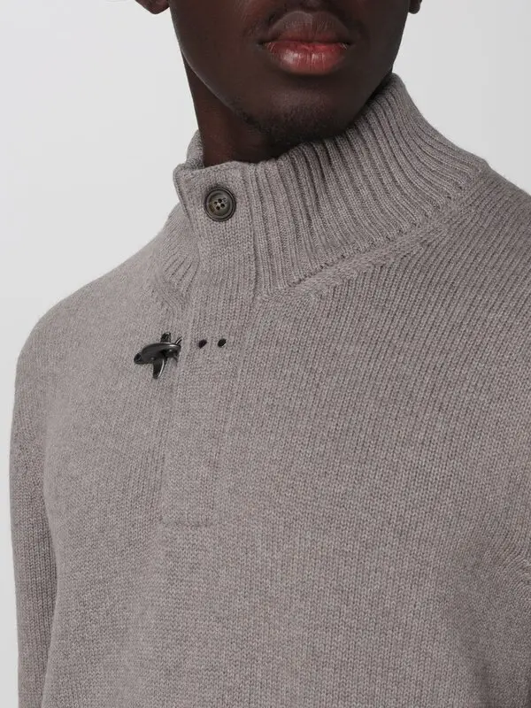 FAY Wool Long-sleeved Turtleneck With Toggle Fastening - Kaki