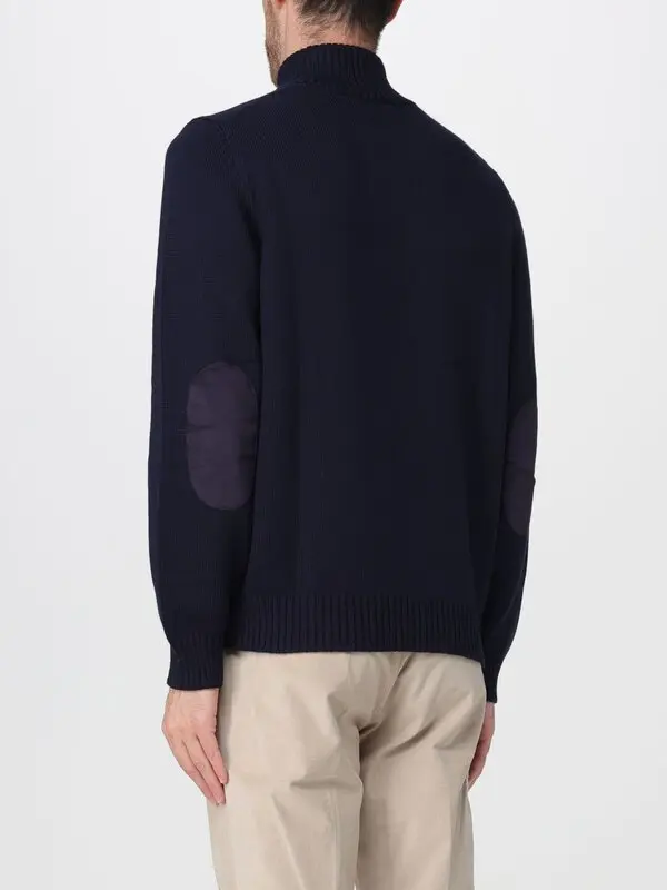 FAY Wool Long-sleeved Turtleneck With Iconic Toggle Fastening - Navy