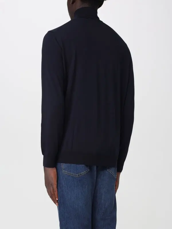 DRUMOHR Long-sleeved Turtleneck In Fine Super 140's Virgin Wool - Navy