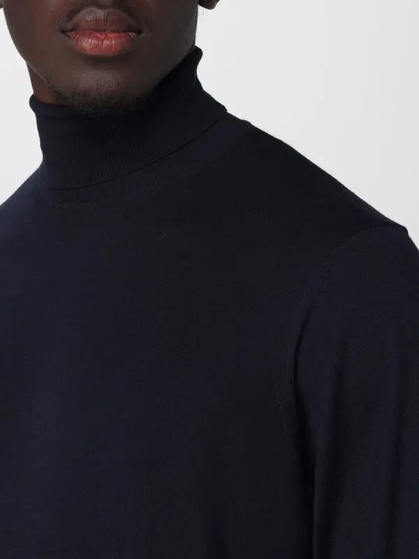 DRUMOHR Long-sleeved Turtleneck In Fine Super 140's Virgin Wool - Navy
