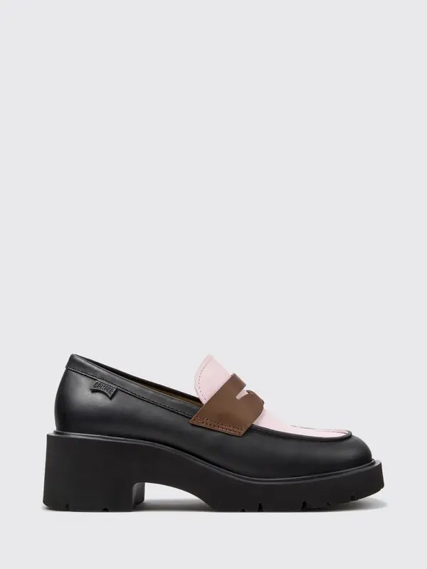Camper Twins Bi Calfskin Penny Loafers With Platform Sole - Multicolor