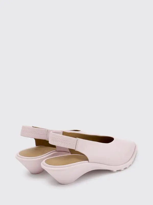 Camper Anita Smooth Calfskin Slingback Pumps With Low Flared Heel - Pink