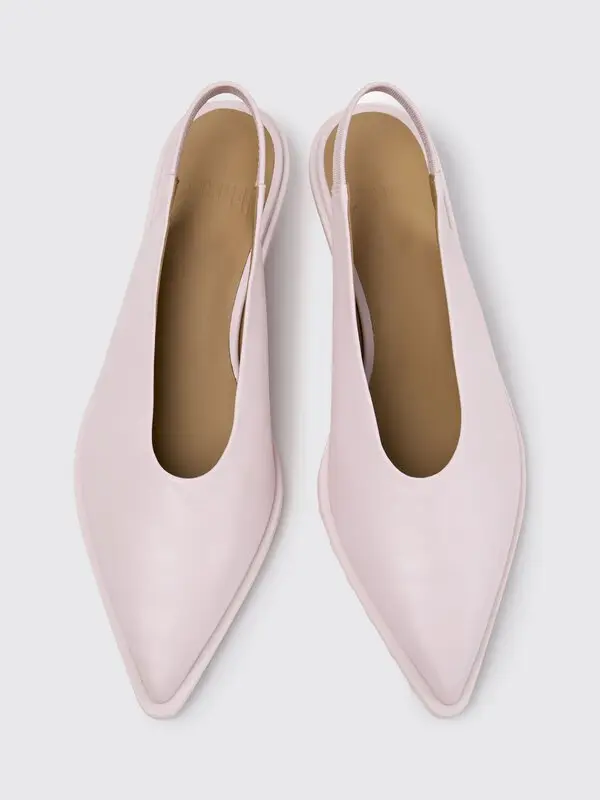 Camper Anita Smooth Calfskin Slingback Pumps With Low Flared Heel - Pink