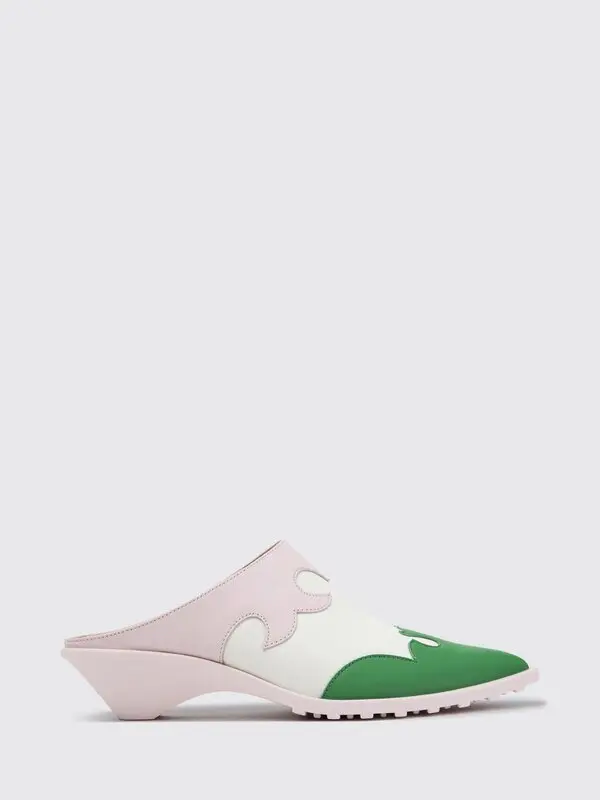 Camper Anita Smooth Calfskin Mules With Low Flared Heel - Multicolor