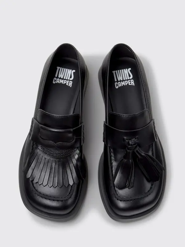 Camper Twins Smooth Leather Penny Loafers With Fringes And Xl Extralight® Sole