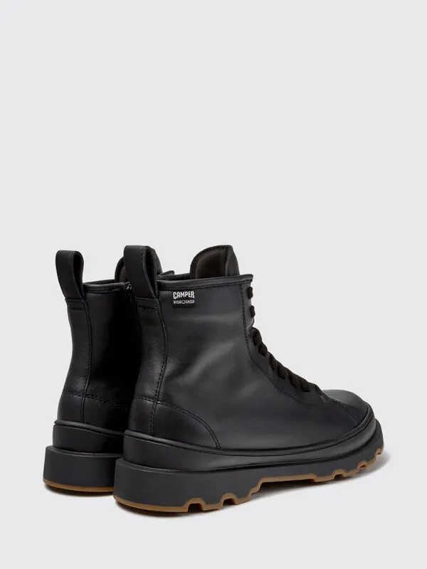 Camper Brutus+ Smooth Calfskin Combat Boots With Lug Sole