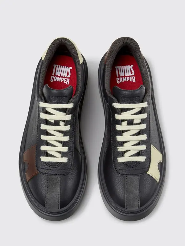 Camper Twins Grained Leather Sneakers With Two-tone Abstract Design