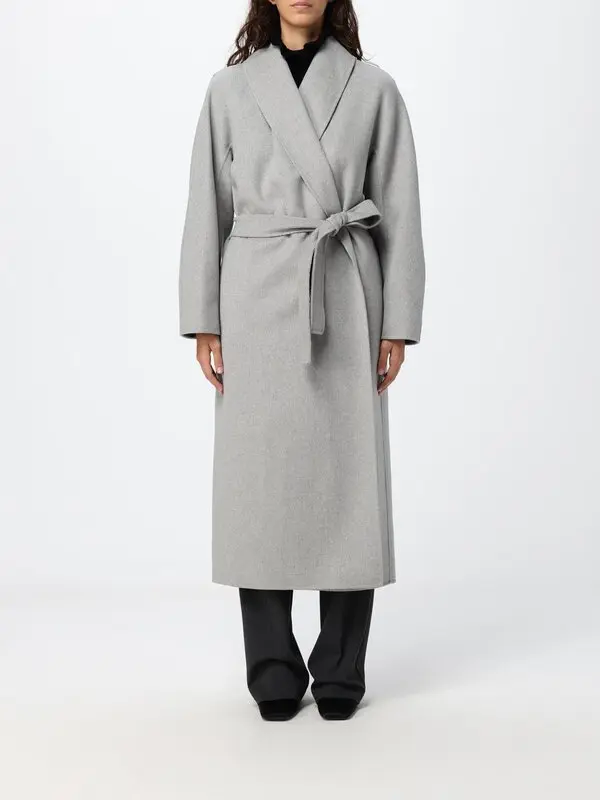 Max Mara Long Belted Pure Wool Robe Coat - Grey