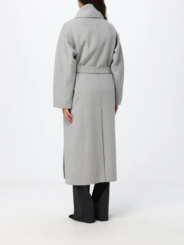 Max Mara Long Belted Pure Wool Robe Coat - Grey