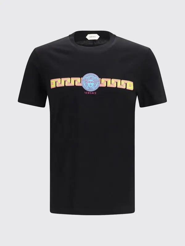 Versace Cotton T-shirt With Medusa Logo And Greca Pattern Print